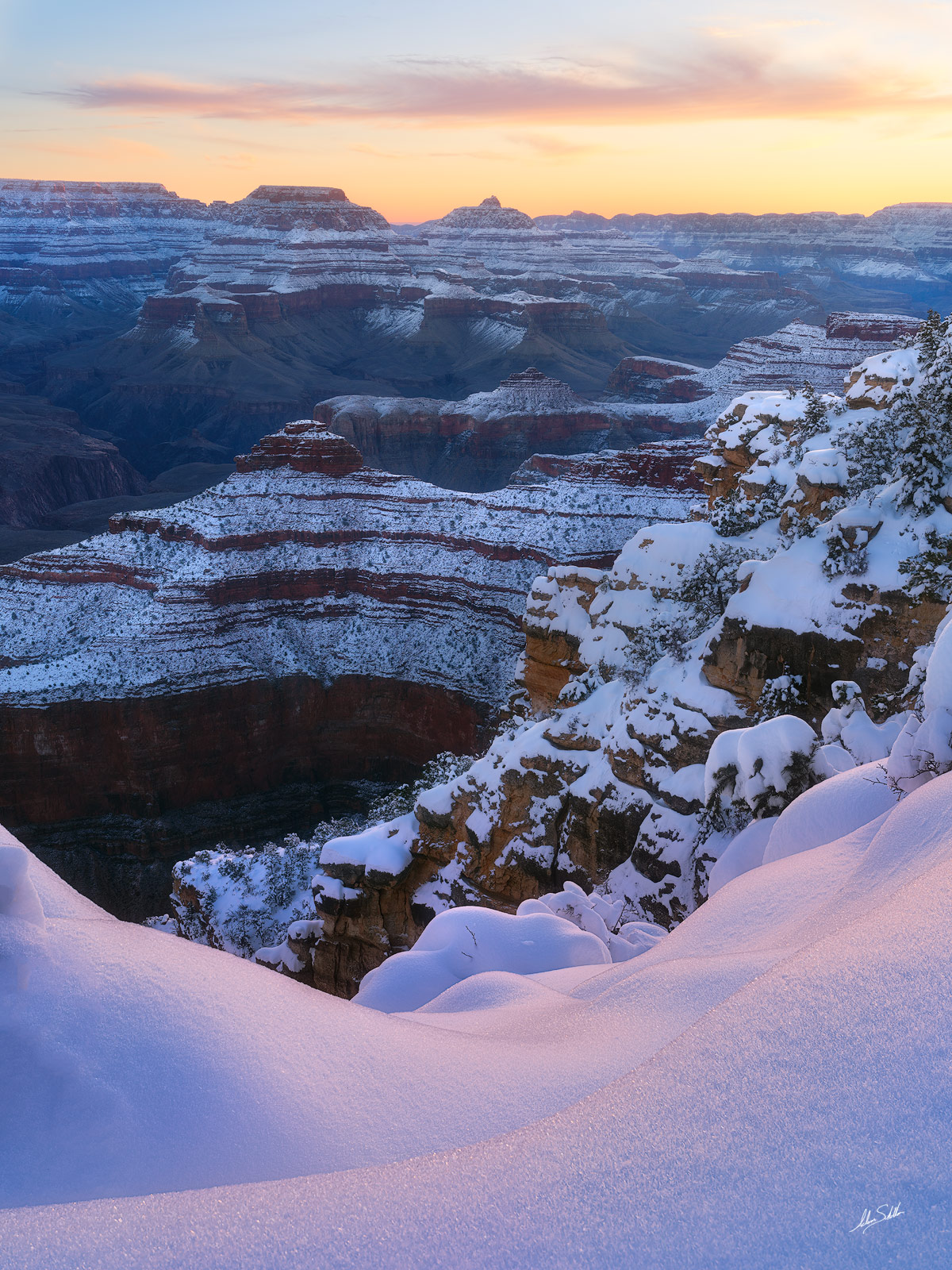 Photo Of A Snowy Winter Sunrise At The Grand Canyon Fine Art Photo Of A Snowy Winter Sunrise At The Grand Canyon Fine Art